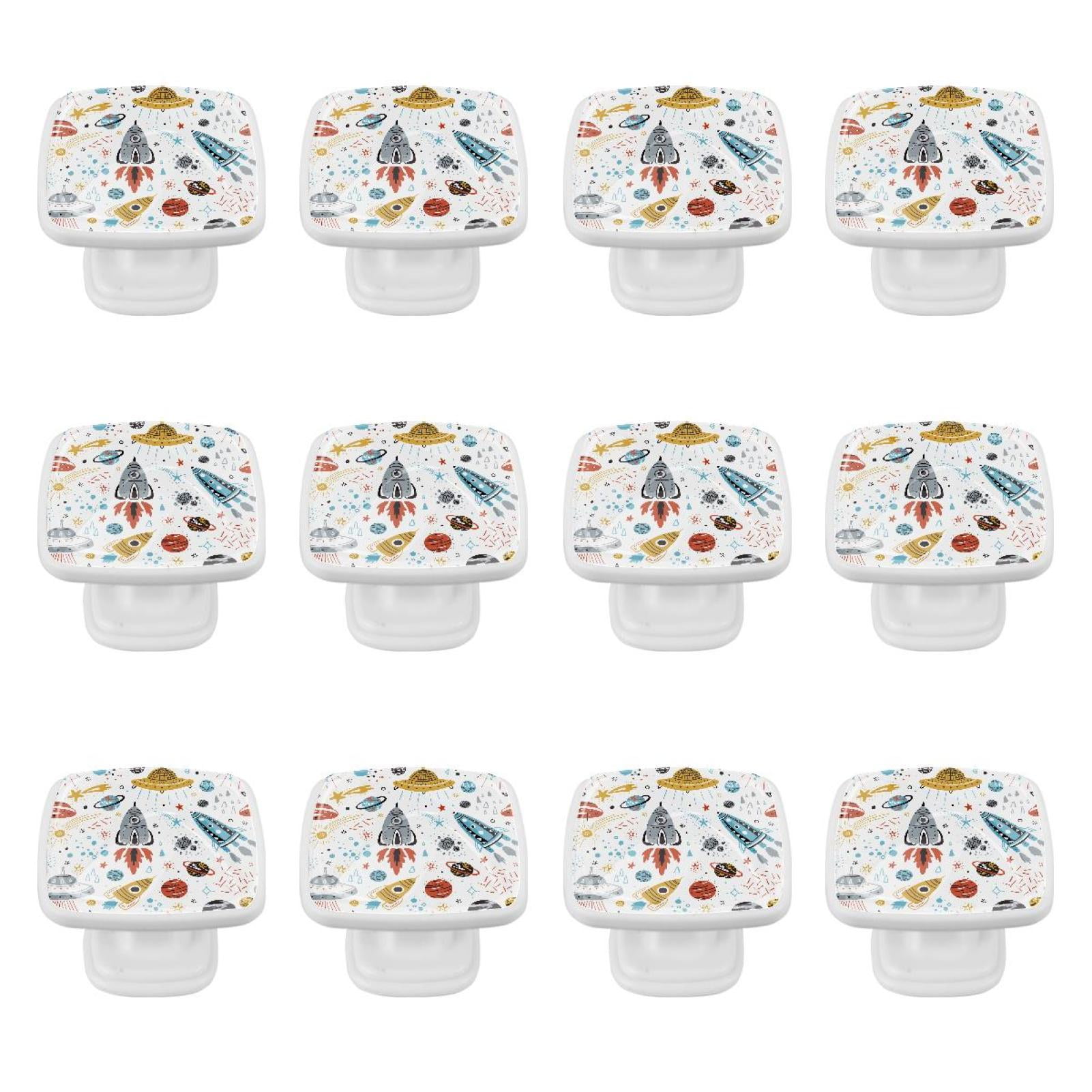 12 Pieces Drawer Pulls Handle Square Wardrobe Cabinet Rocket Planet ...