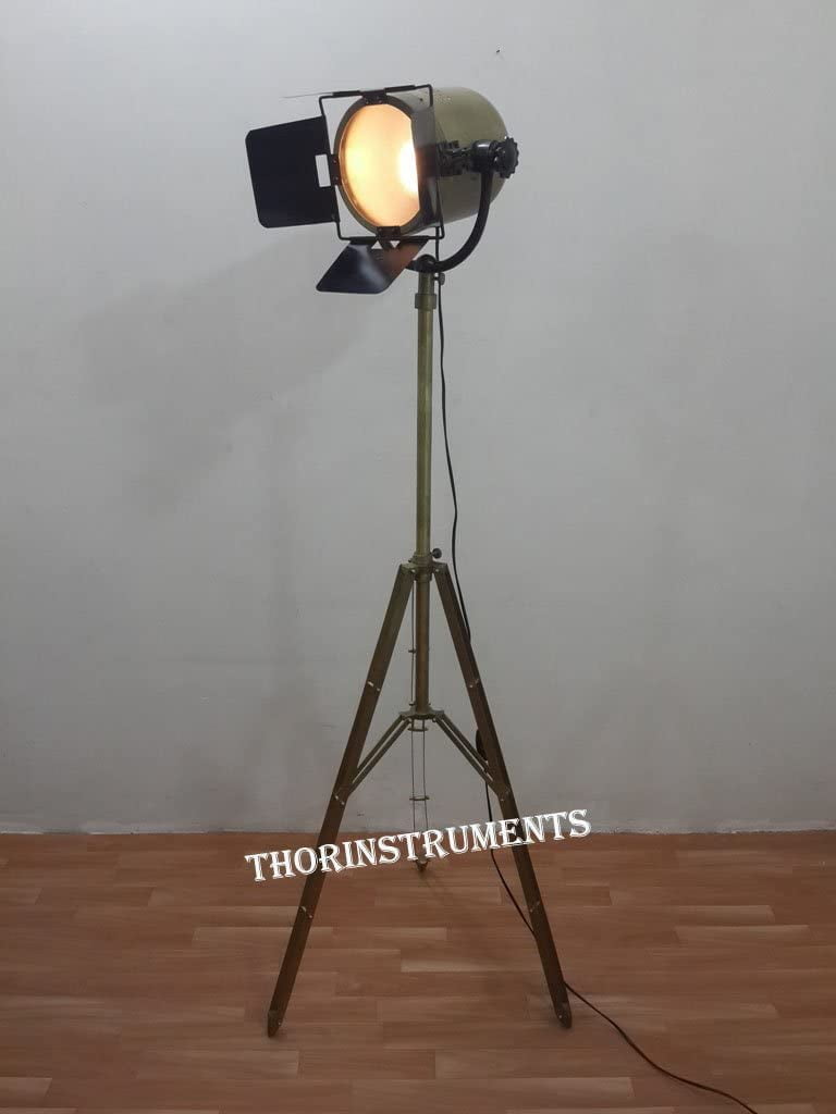 Antique Brass Studio Spot Focus Light With Antique Brass Tripod Stand ...