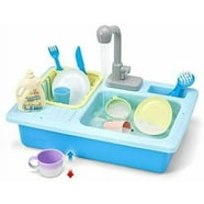 SPLASHFUN Wash-up Kitchen Sink Play Set with Running Water Pretend Play ...