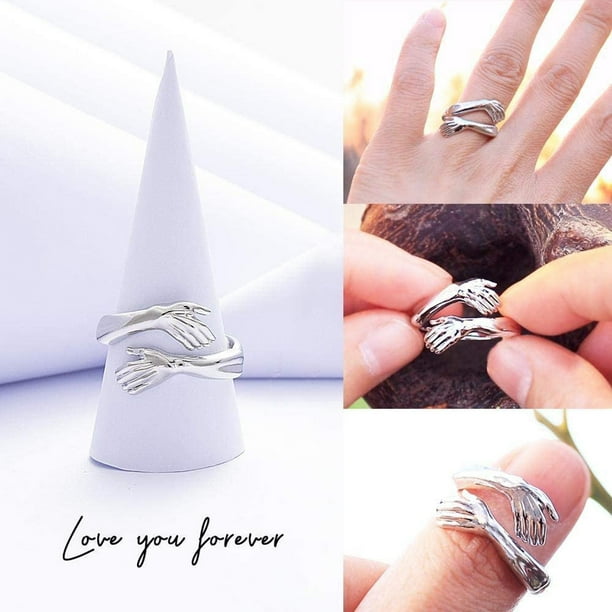 SPRING PARK - SPRING PARK Hug Ring Silver Hugging Hands Ring Jewelry ...