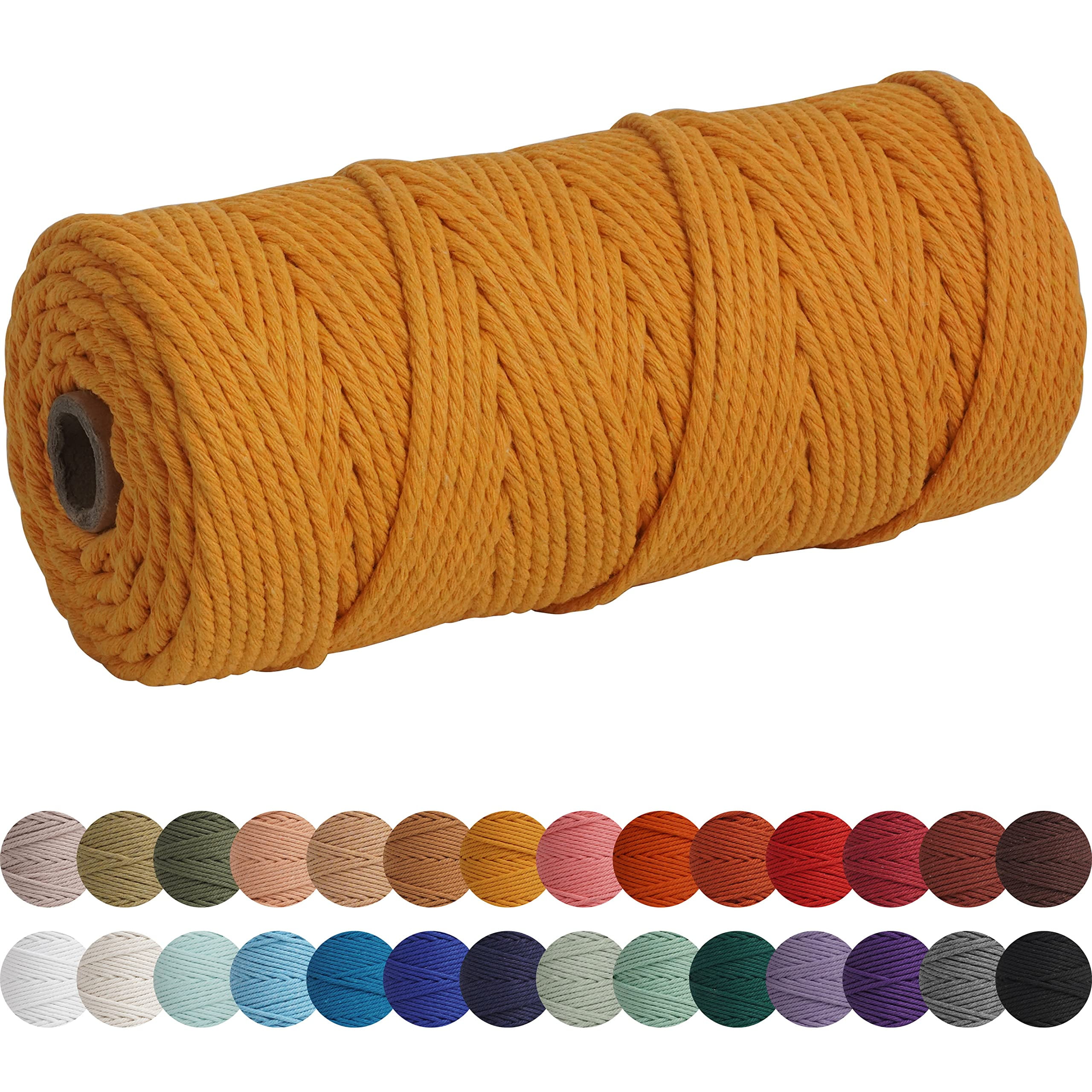 XKDOUS Mustard 3mm x 109yards Macrame Cord, Colored Macrame Rope ...