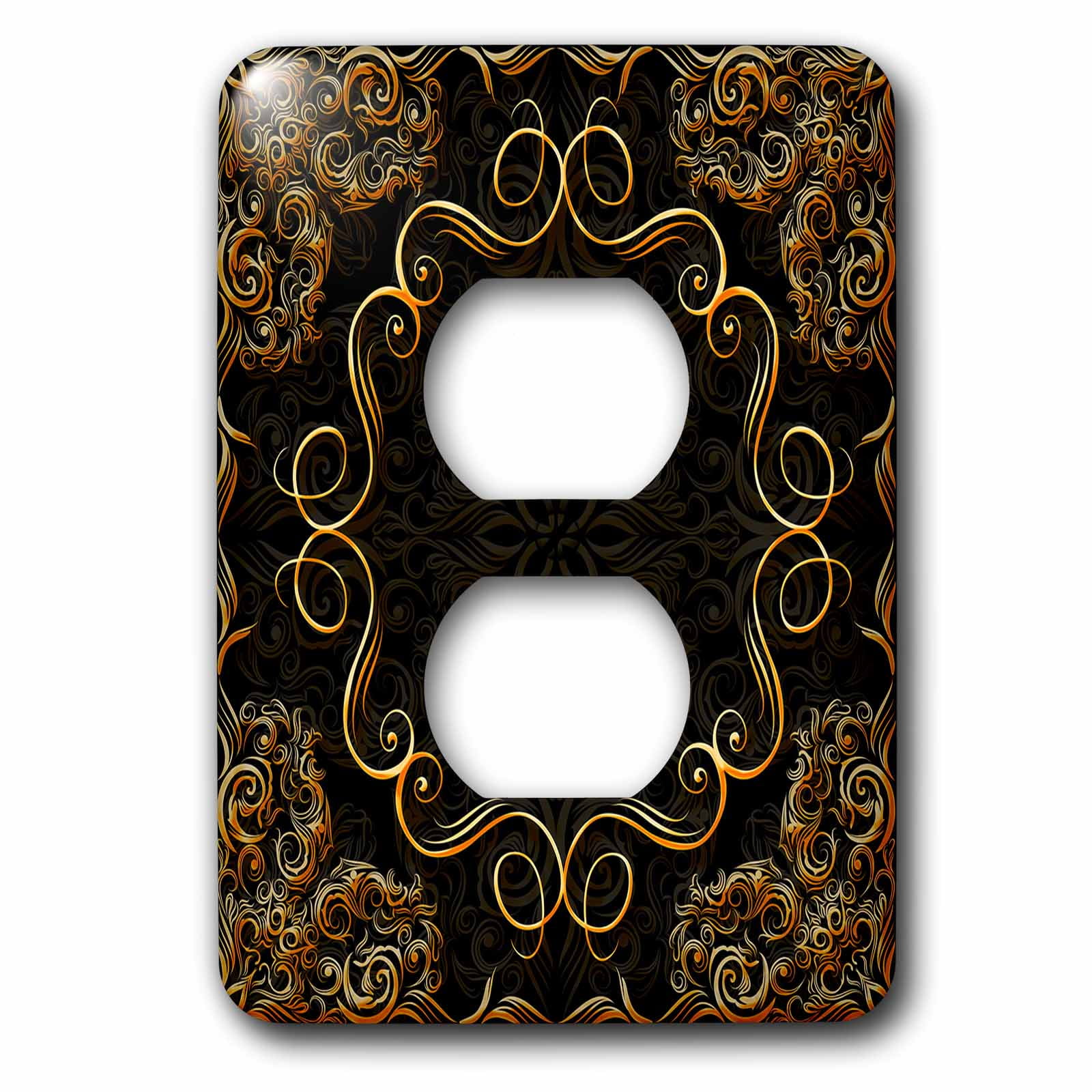 Elegant Gold Design on a dark chocolate brown damask background 2 plug ...