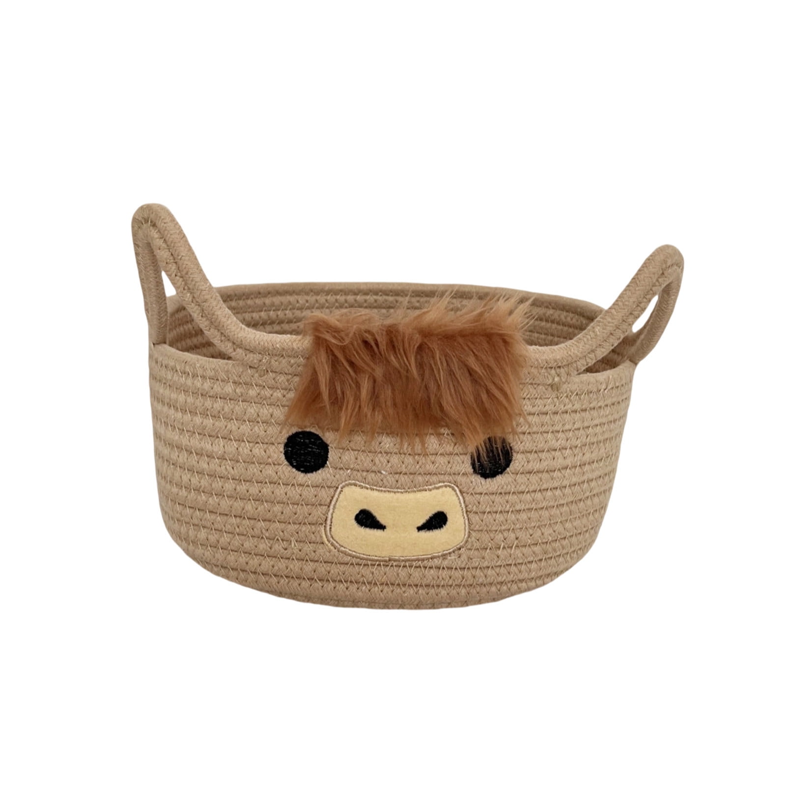 Click here for Oioii Cute Cow Design Round Woven Rope Storage Bas... prices