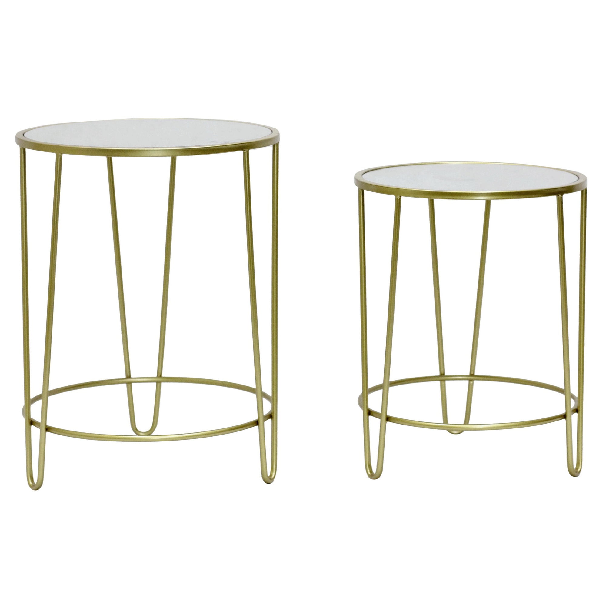 Plutus 2 Piece Modern Mirrored Metal Plant Stand Set in Champagne ...