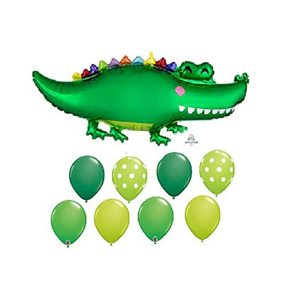 9 new BALLOONS party set ALLIGATOR gator CROCODILE florida GREEN ...