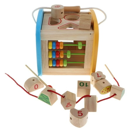 Wooden Geometry Blocks Matching & Threading Numbers Counting ...