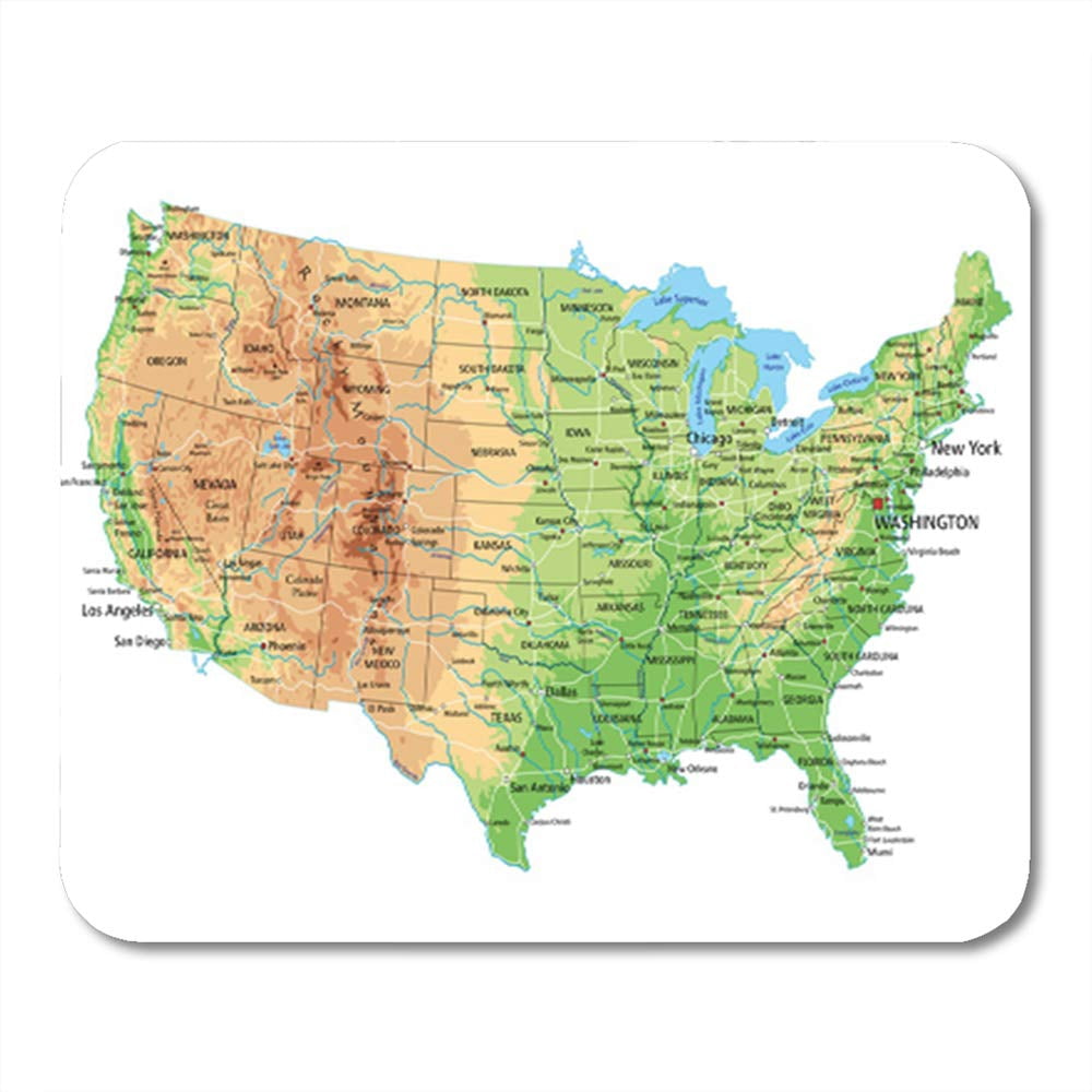 SIDONKU USA High Detailed United States of America Physical Map with ...
