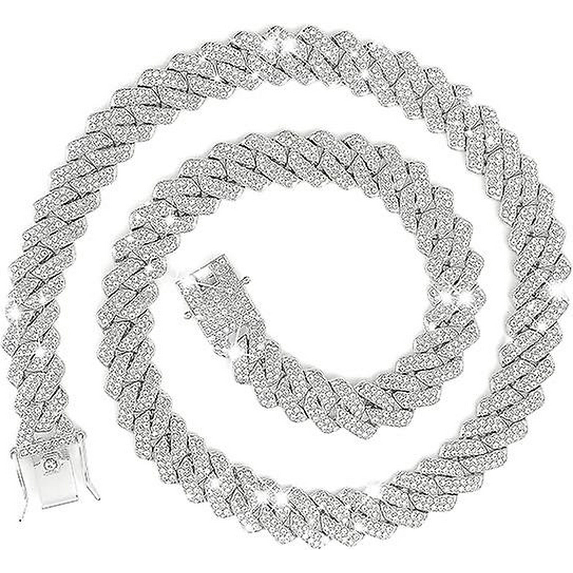 Cuban Chain Necklaces Silver Gold Cuban Link Chains Mens Iced Out Miami Bling Diamond Hip Hop Jewelry for Women16 inch