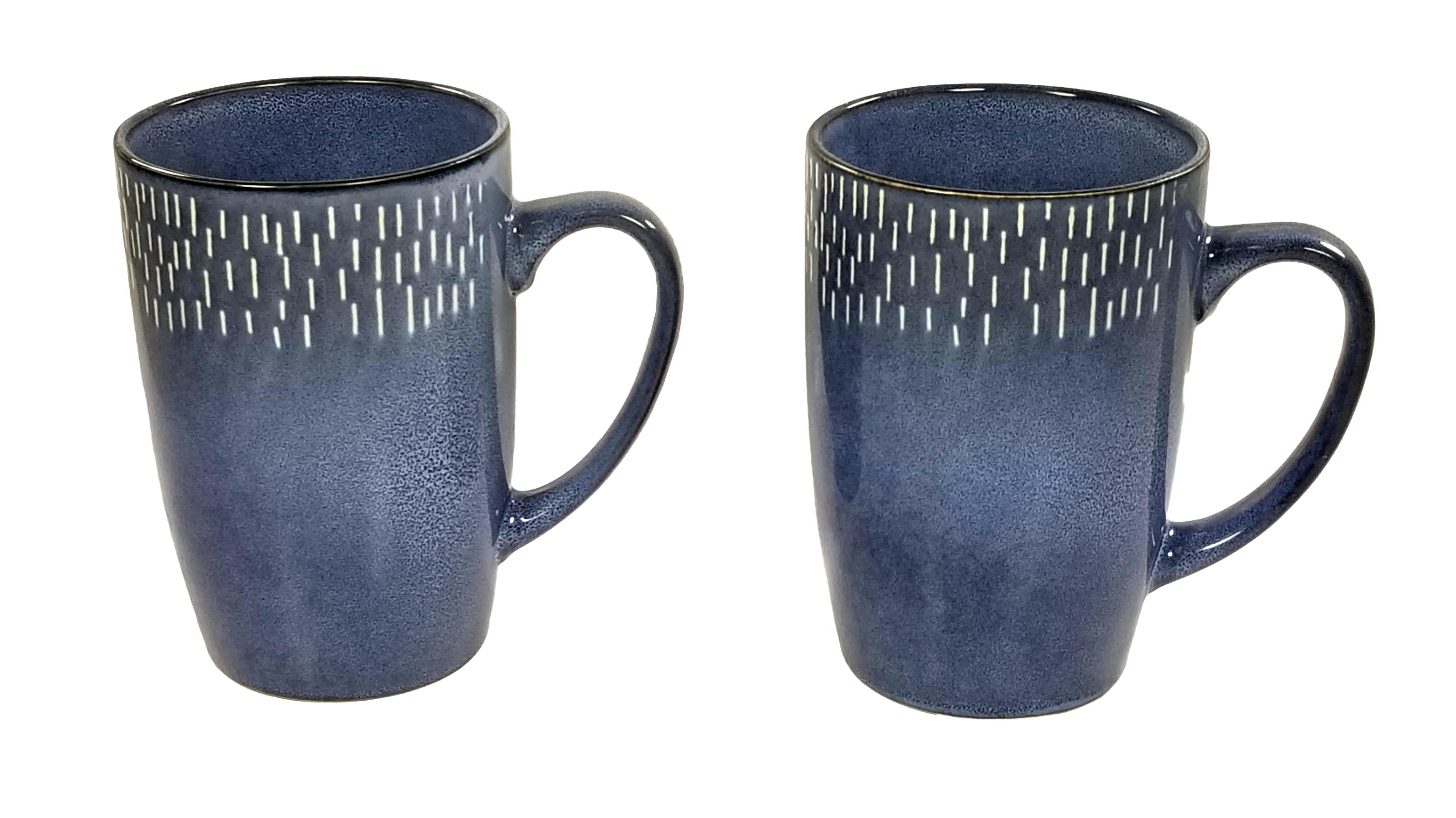 Marcelle, 2 Pc Ceramic Coffee Mug Set, 22oz, Blue Color & Bell Shape ...