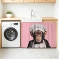 Chef Chimpanzee Cabinet Curtains 11" W x 13" L Animal Pink Background ...