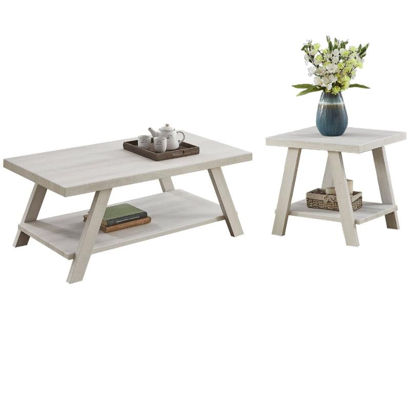 Home Square 2-Piece Set with Coffee Table & End Table in White ...