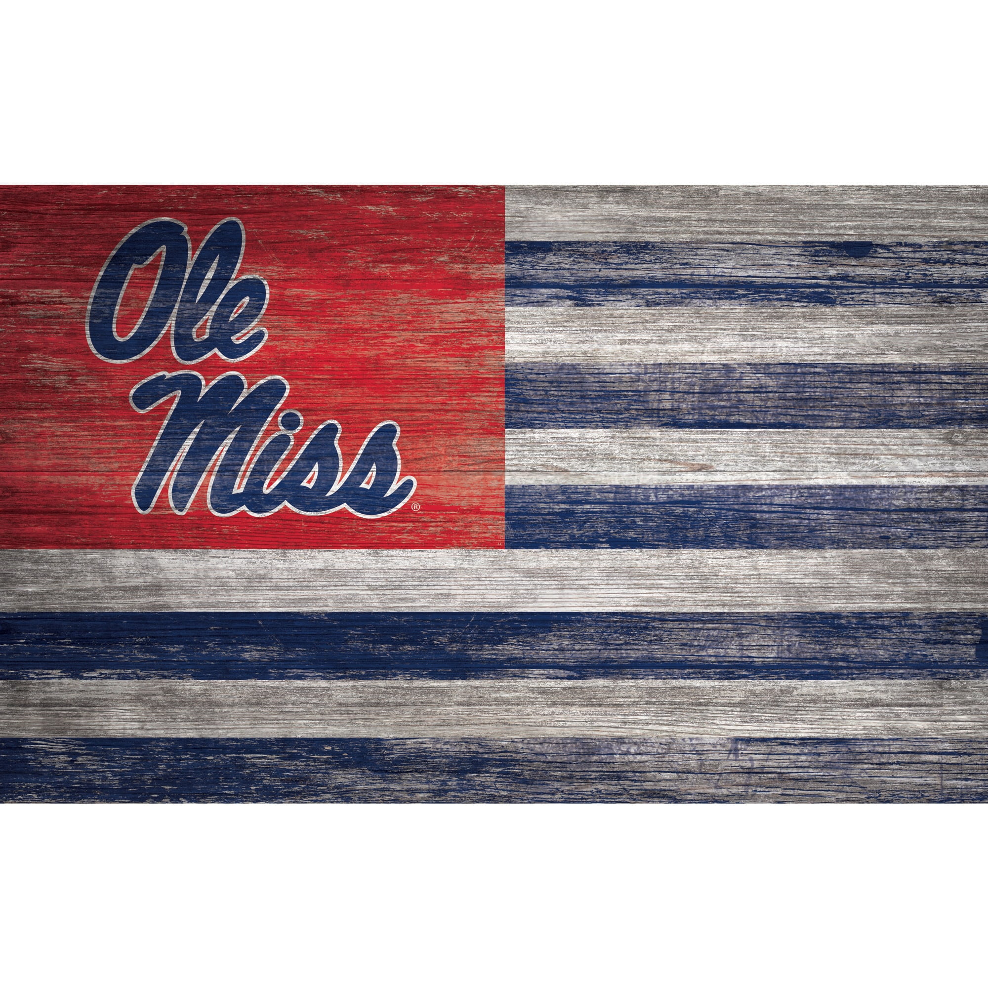 Ole Miss Rebels 11'' x 19'' Distressed Flag Sign - Walmart.com ...