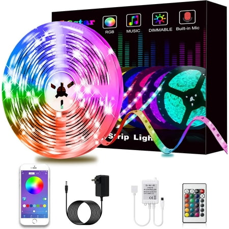 Led Lights, 50Ft/15M Rgb Led Lights Strip For Bedroom With Bluetooth ...