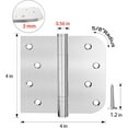 Hinges, 3 Pack Door Hinges Stainless Steel Hinges with 4 Inch Square Rounded 5/8" Radius Corner ...