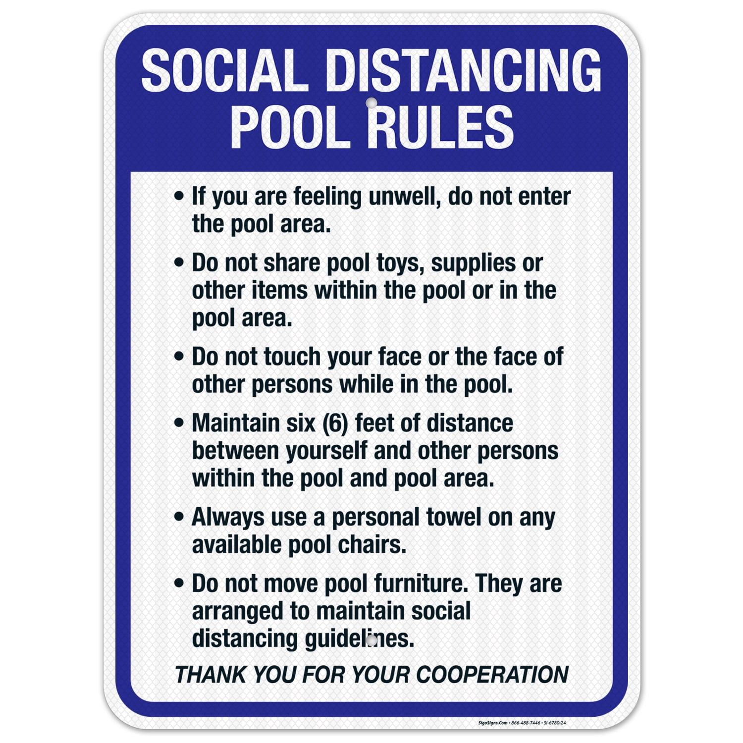 Social Distancing Pool Rules Sign, Pool Sign, 24x30 Reflective Aluminum ...