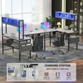 Homieasy L-Shaped Desk with Power Outlets, USB Ports, LED Strip ...