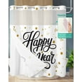 No Hook Shower Curtain Set with Snap in Liner, Happy New Year Words ...