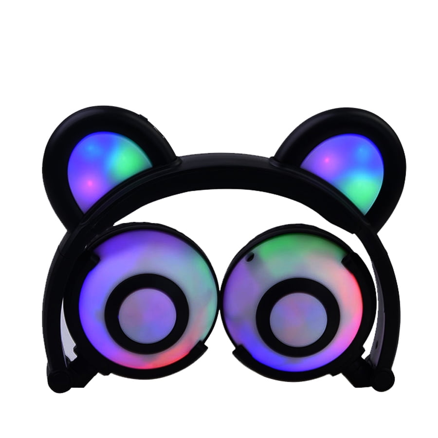 TechComm K9 Portable Panda Ear Glowing and Blinking LED Headphones ...