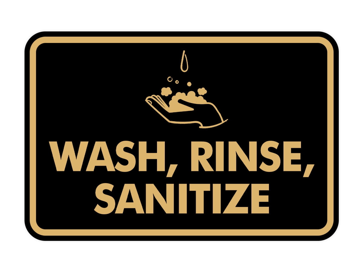 Signs ByLITA Classic Framed Wash, Rinse, Sanitize Sign (Black Gold ...