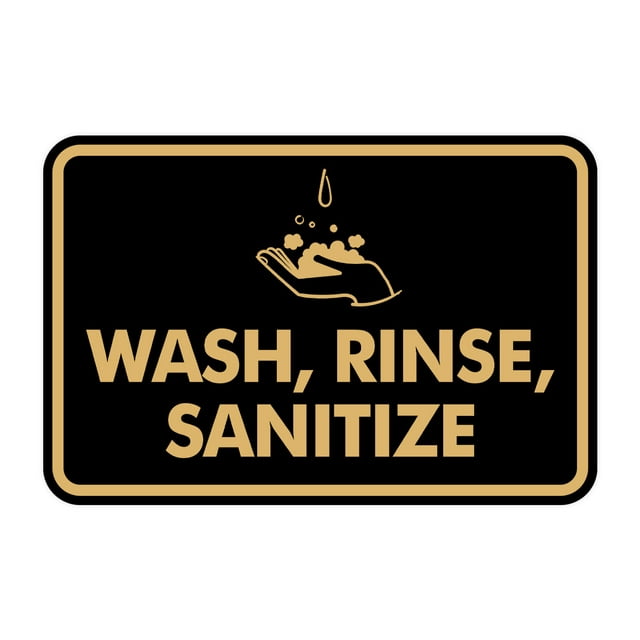 Signs ByLITA Classic Framed Wash, Rinse, Sanitize Sign (Black Gold ...
