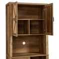 76'' Tall Rustic Farmhouse Kitchen Faux Rattan Wine Cabinet, Large ...