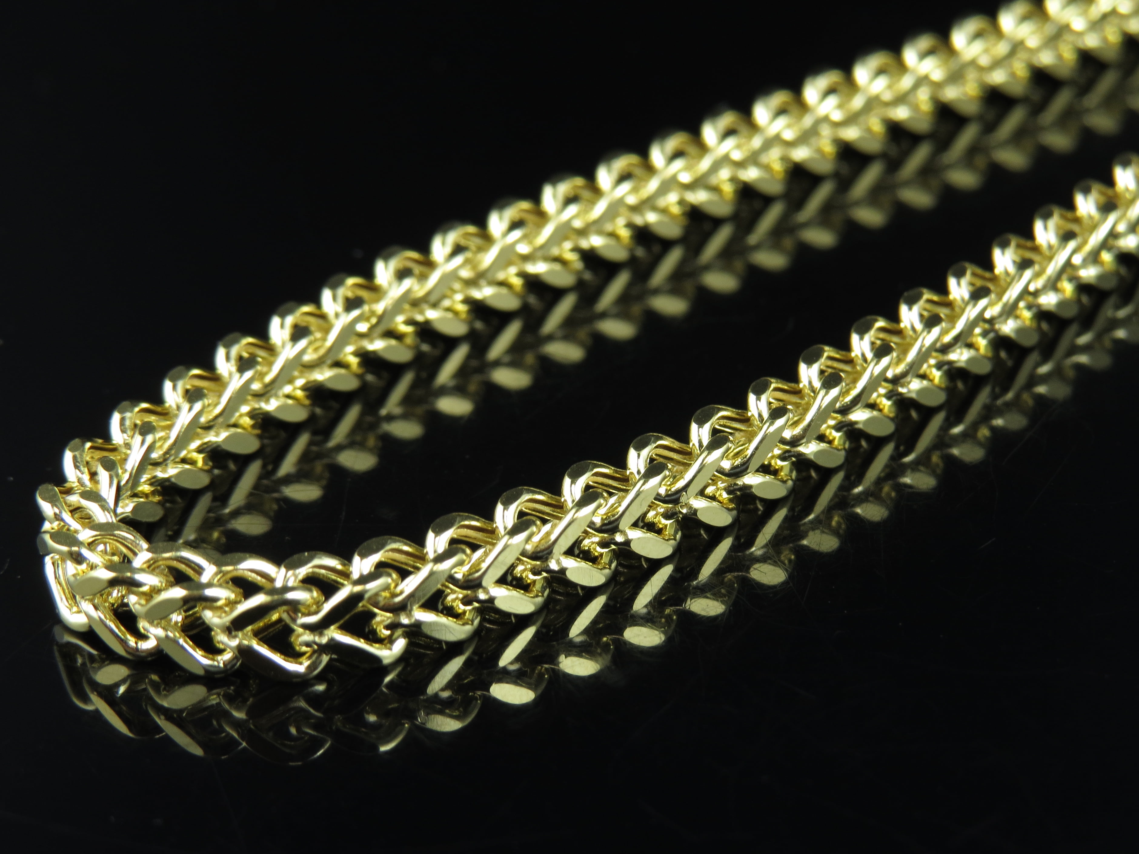 10K Yellow Gold Hollow Franco Box Cuban Chain Necklave 4.5 MM in 24-40 ...