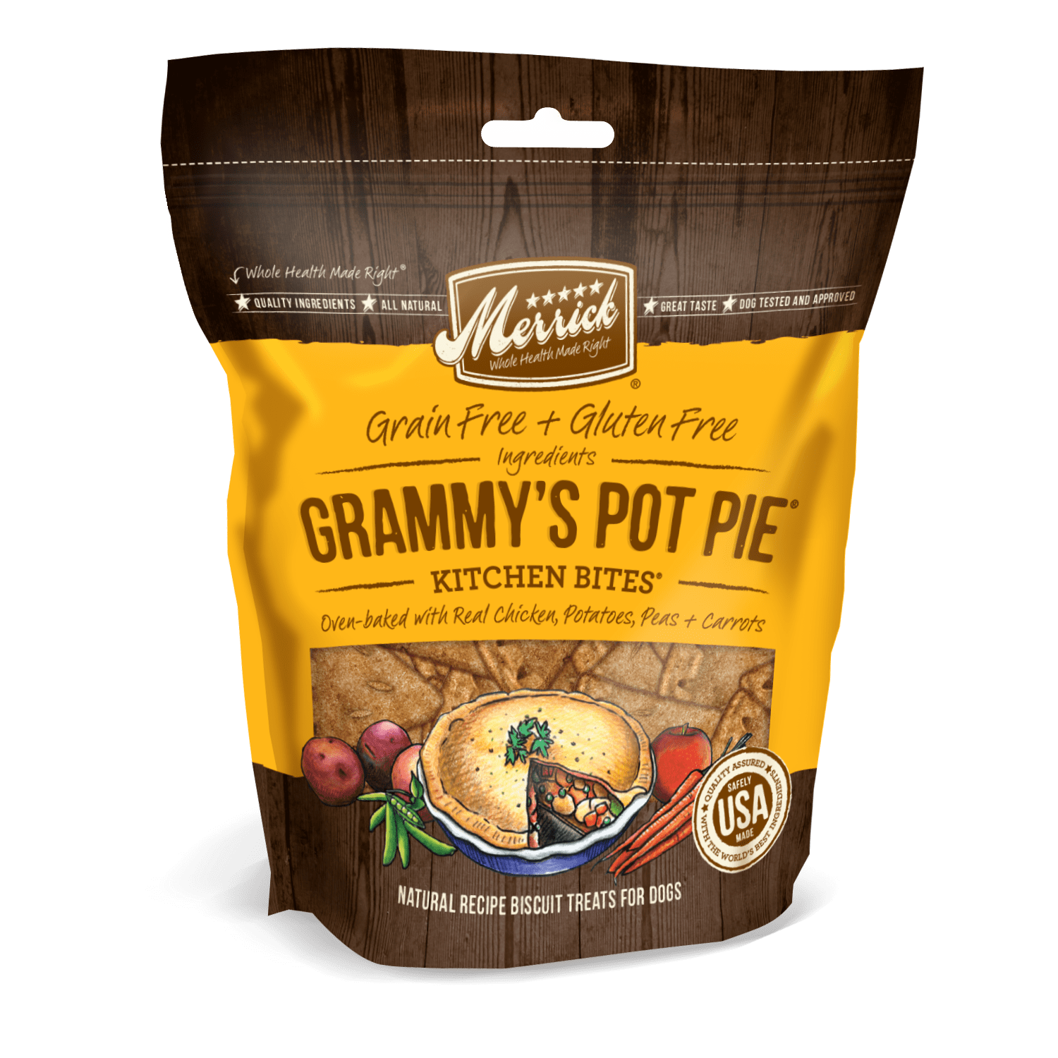 Merrick Kitchen Bites Grain-Free Grammy's Pot Pie Dry Dog Treat, 9 oz ...