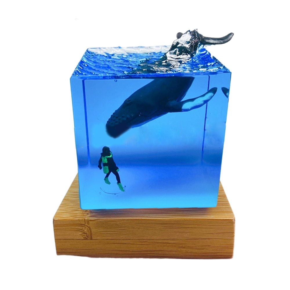 Indoor Lighting Ocean Night Lamp Blue Diver Gift Resin Wood Night ...