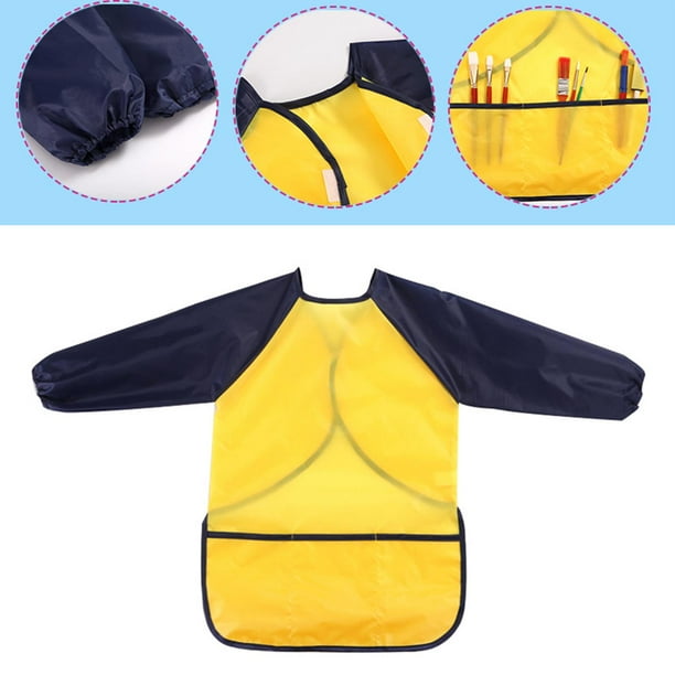 Washable Children Baking Eating Smock with 3 Pocket for Baby Yellow ...