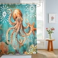 Bathroom Shower Curtain Retro Marine Life Octopus Waterproof Shower ...