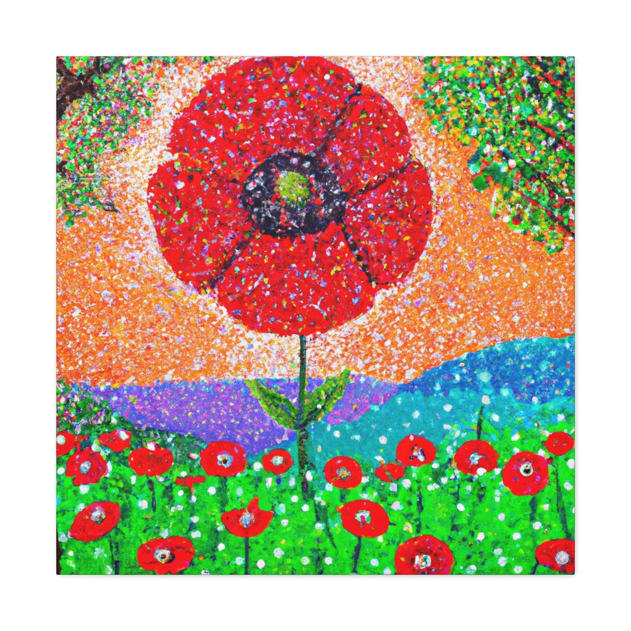 Poppies in Pointillism - Canvas - Walmart.com