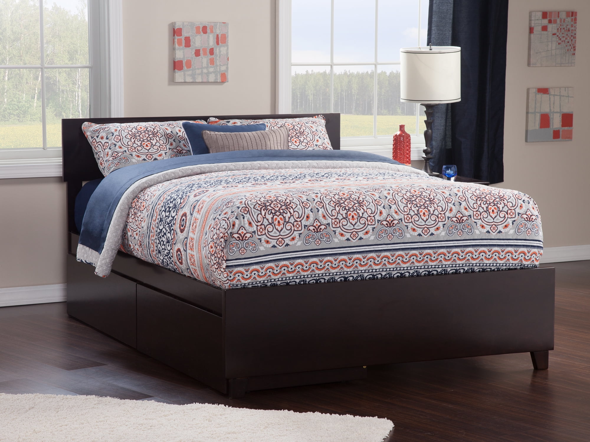 Orlando Platform Bed with Matching Foot Board with 2 Urban Bed Drawers ...