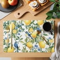 Botanical Lemon Placemats Set of 6, Cotton Linen Fabric Place Mats ...