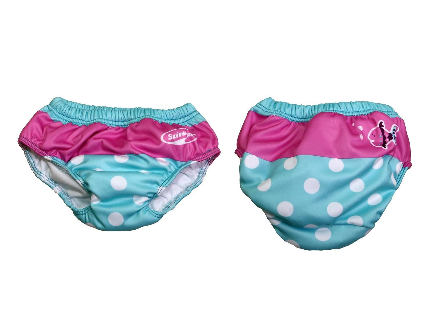 Pink and Seafoam Blue Fish and Polka Dot Print Reuseable Swim Diaper ...