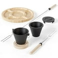 Cast Iron Mini Hibachi Set with Bamboo Tray & 2 Marshmallow Sticks ...