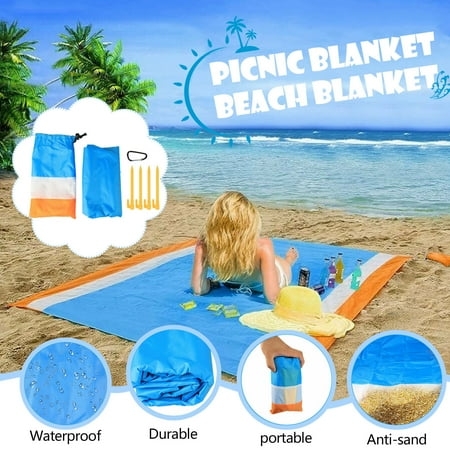WREESH Outdoor Waterproof Picnic Blanket Rug Portable Camping Sandless ...