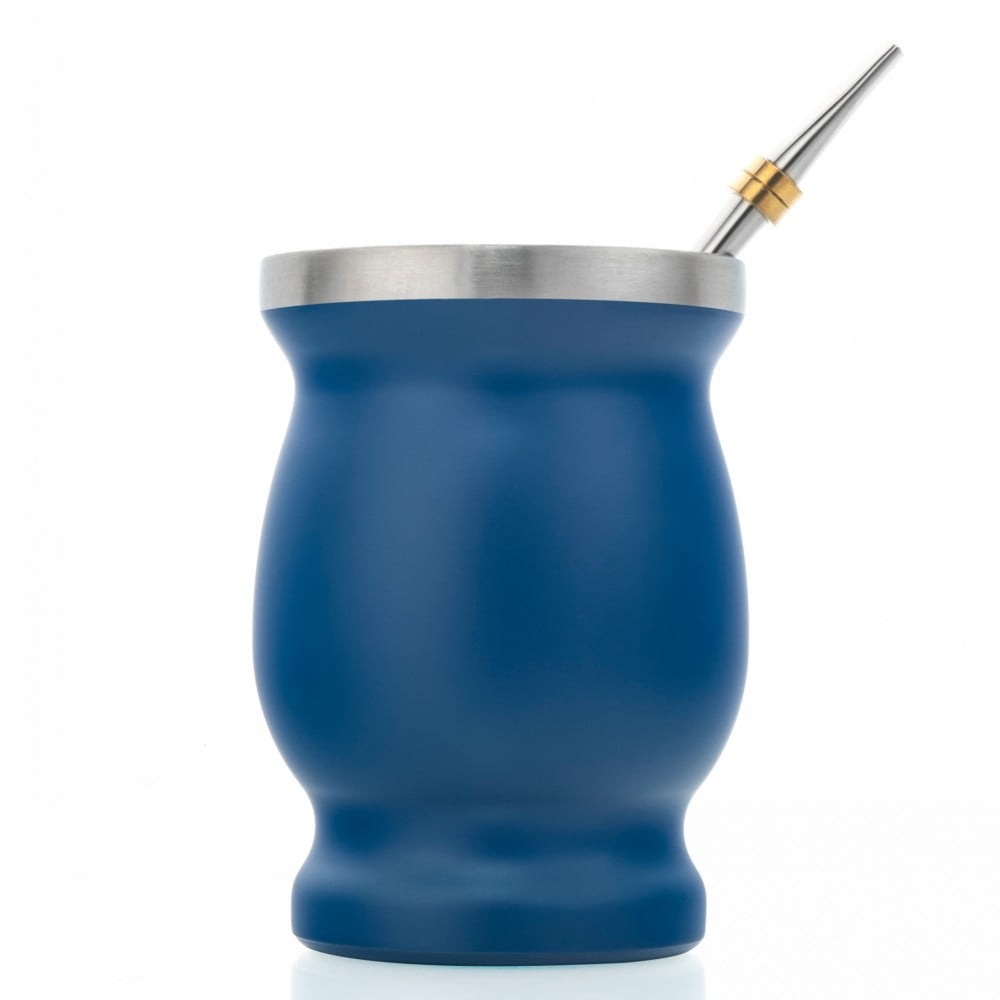 Set de Matera, vaso, bombilla y cepillo acero inoxidable Azul Brang ...