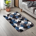 Blue Black Wavy Door Mat 16x24 Inch Medieval Abstract White Grey Blue ...
