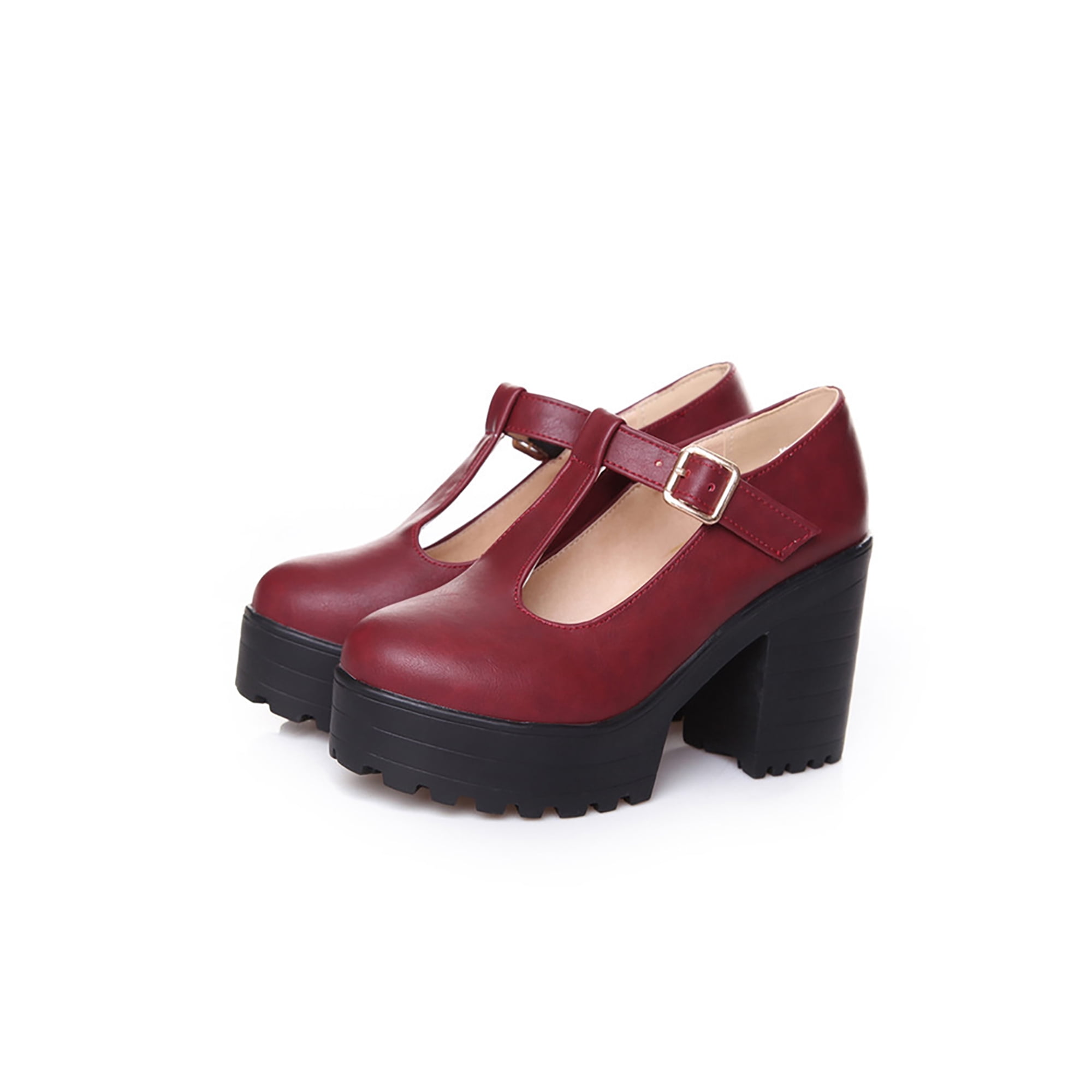 Click here for Woobling Womens Pumps Chunky Heel Sandals T-Strap... prices