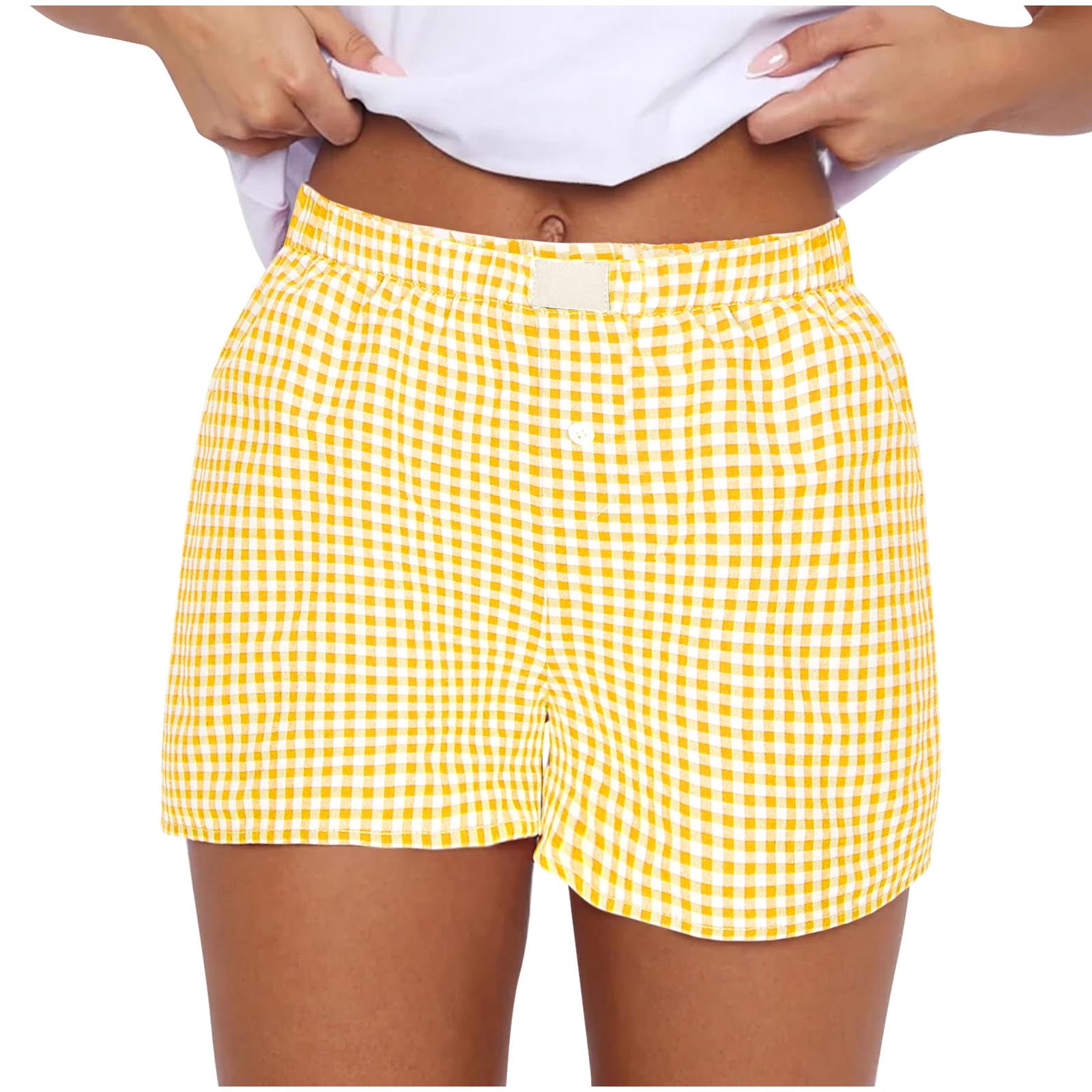 Click here for Faiwad Women Plaid Print Beach Shorts Elastic Wais... prices