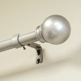 Lumino 1" Nickel Classic Ball Adjustable Single Curtain Rod Set, 42 ...