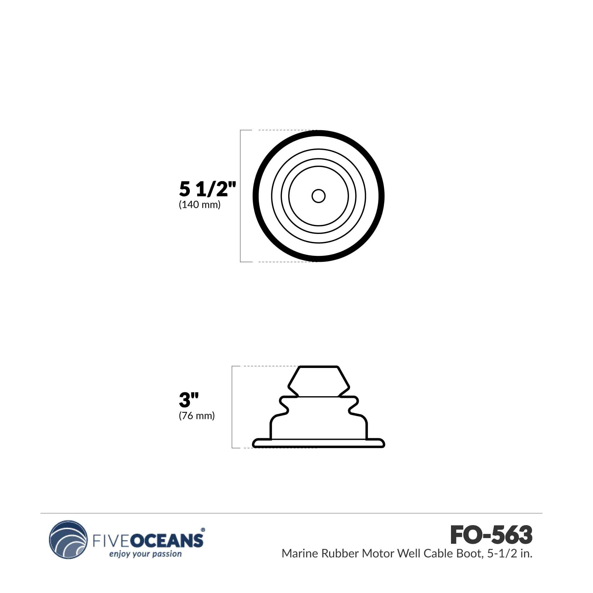 Buy Five Oceans Marine Rubber Motor Well Cable Boot, 5-1/2 inches FO563 ...