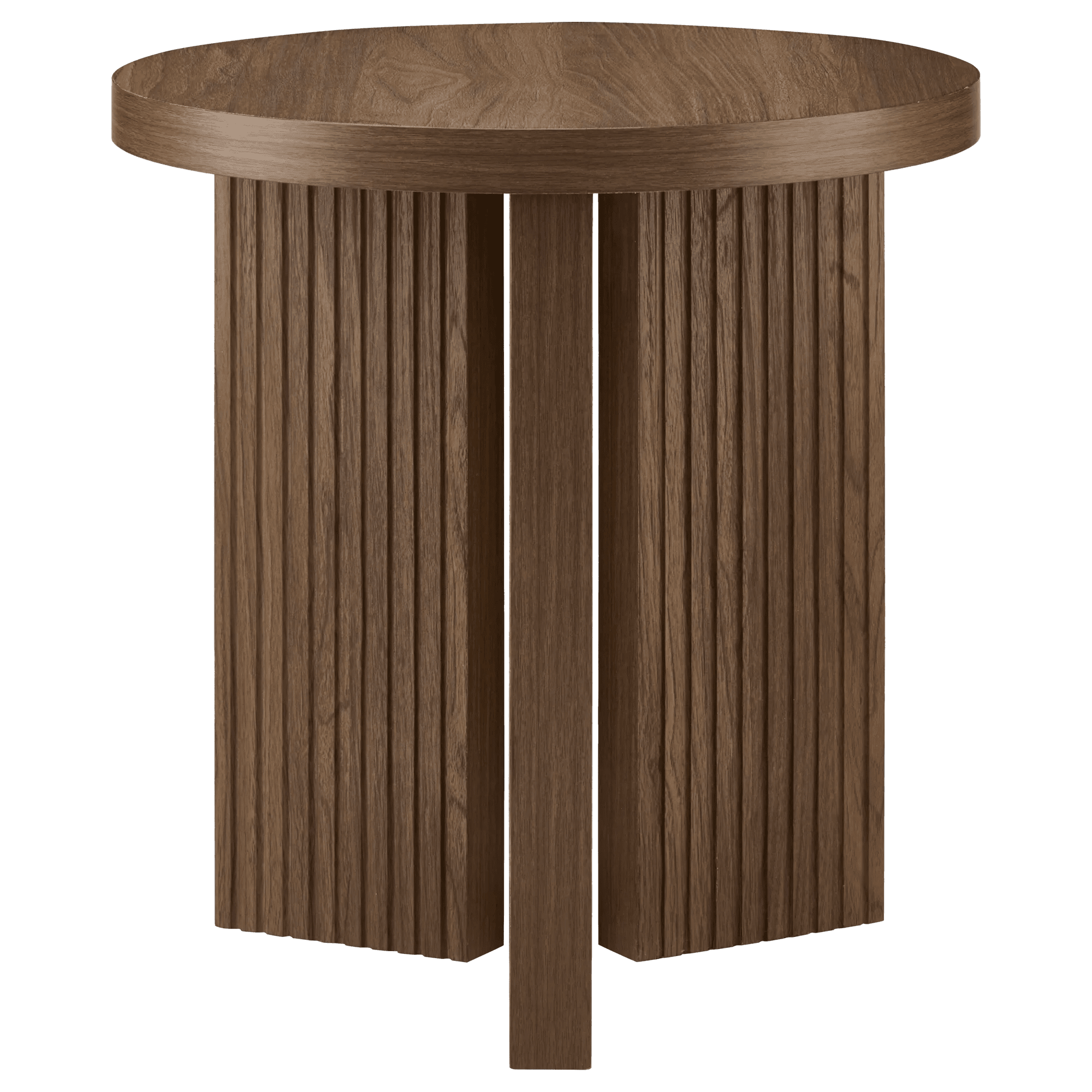 Click here for Bouclair Walnut Round Ribbed Wood Accent Table prices