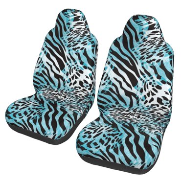 BDK Zebra Print Car Seat Covers Two Tone Zebra Accent on Black, 9pc ...