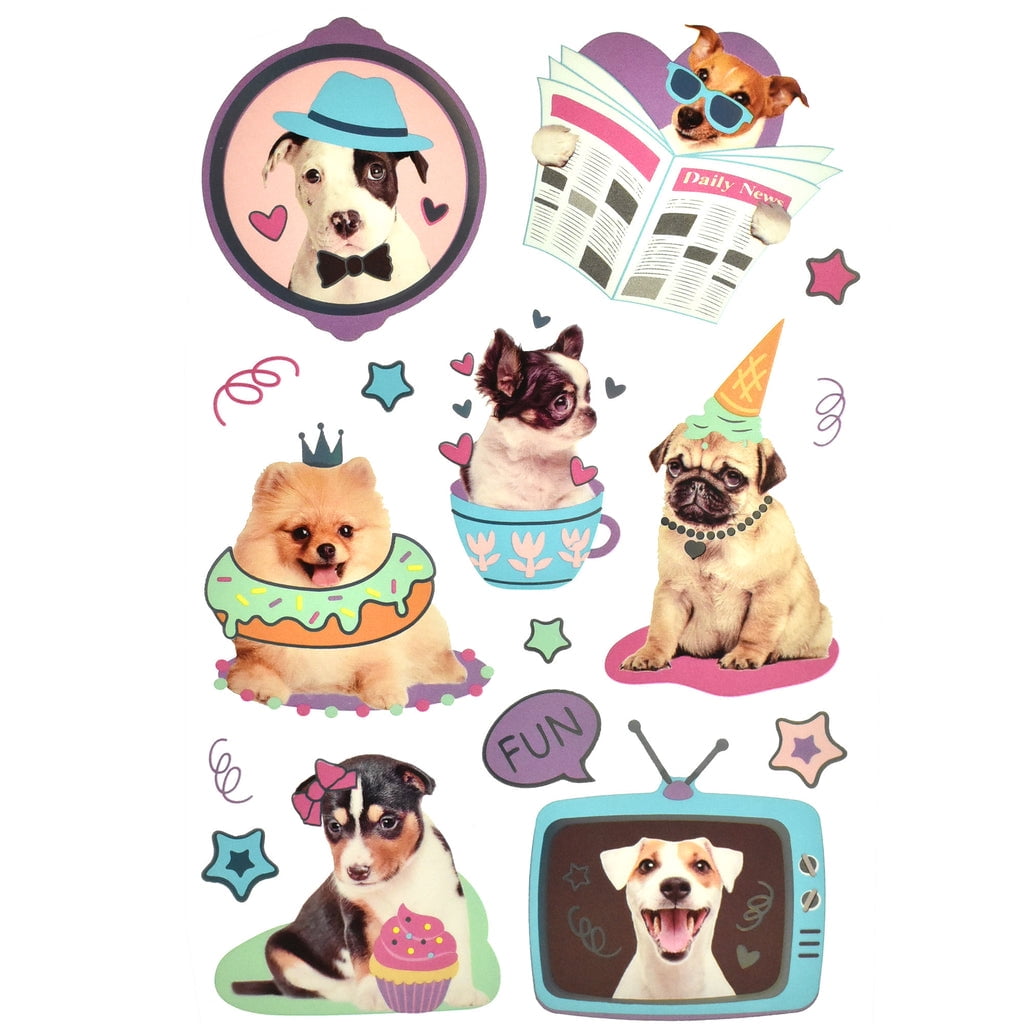 Adorable Dogs Hologram Sticker Sheet, 2-Inch, 16-Piece - Walmart.com