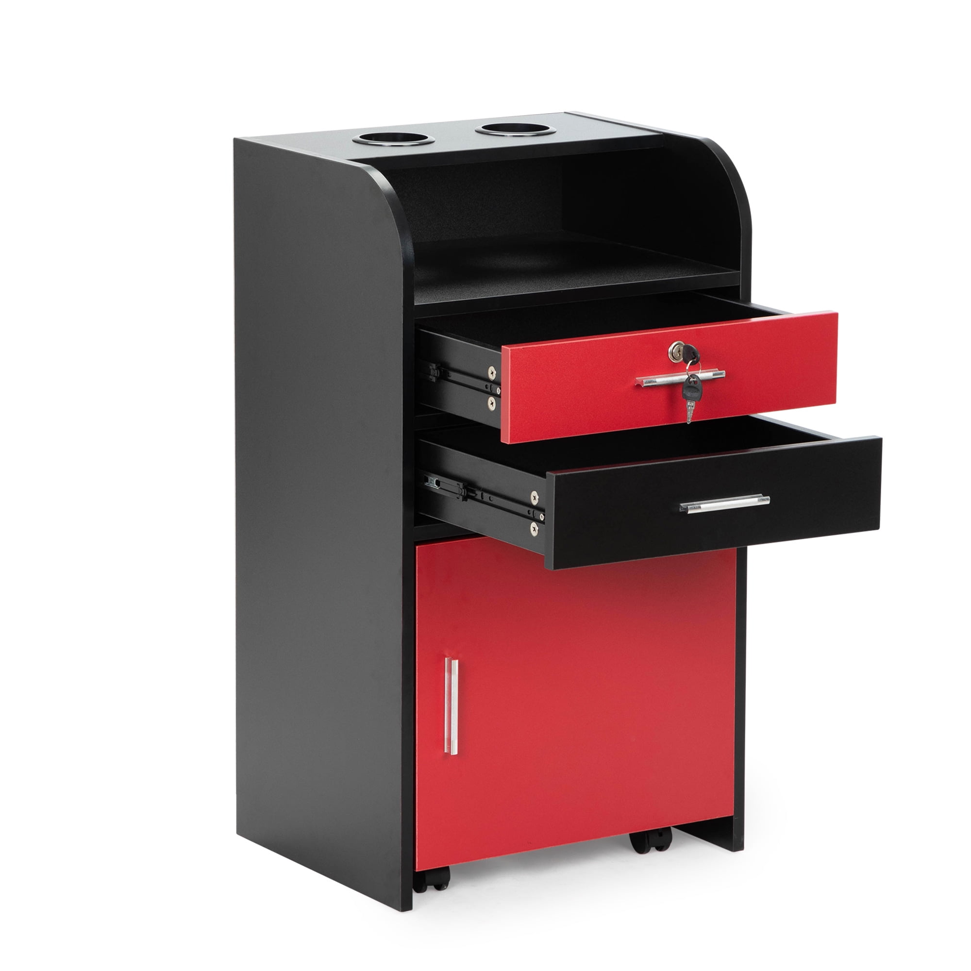 Reshable Salon Styling Station Cabinet Barber Equipment with 4 Wheels ...