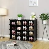 16-Cube Modular Shoe Rack, Space-Saving Plastic Organizer for Closet ...