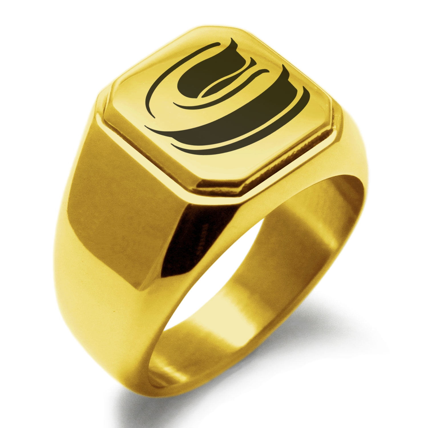 Stainless Steel Letter C Initial 3D Monogram Engraved Engraved Square ...