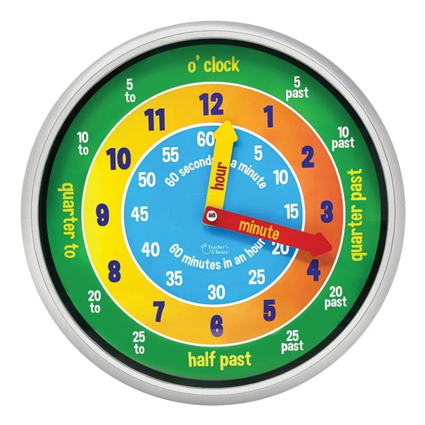 Teacher's Choice Educational Decorative Wall Clock - Time Teaching ...