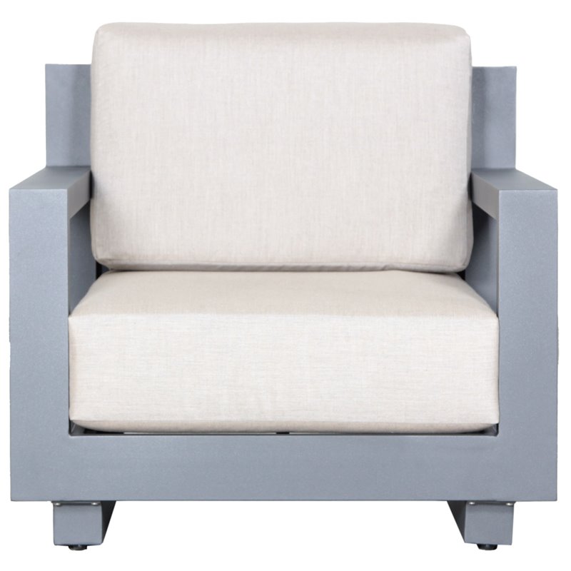 Paris Club Chair Gray Aluminum Frame in Taupe Sunbrella Cushion ...